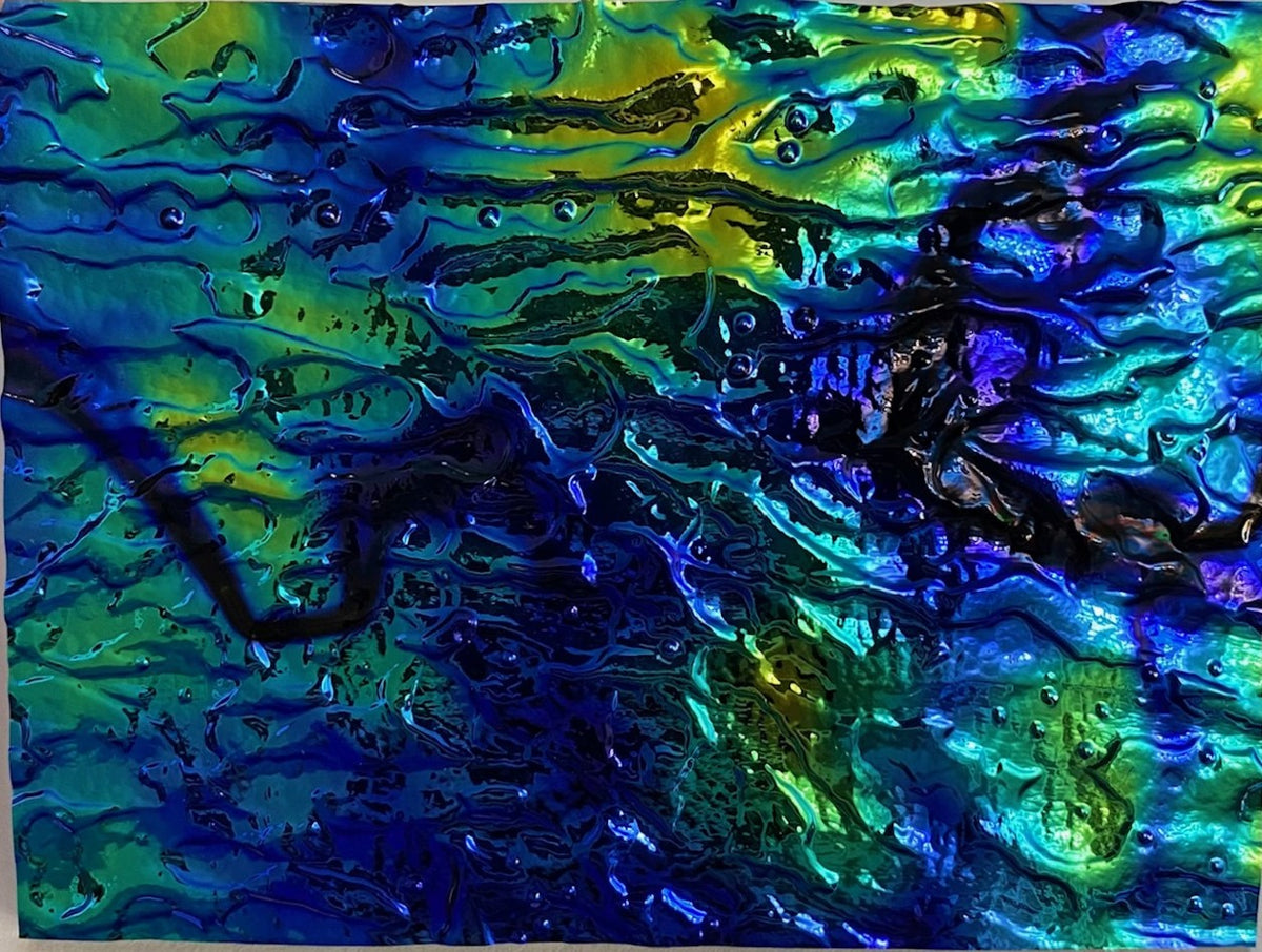 Black Cbs Cyan Copper Fusion Bullseye Granite 90 Coe Dichroic Glass Love That Glass