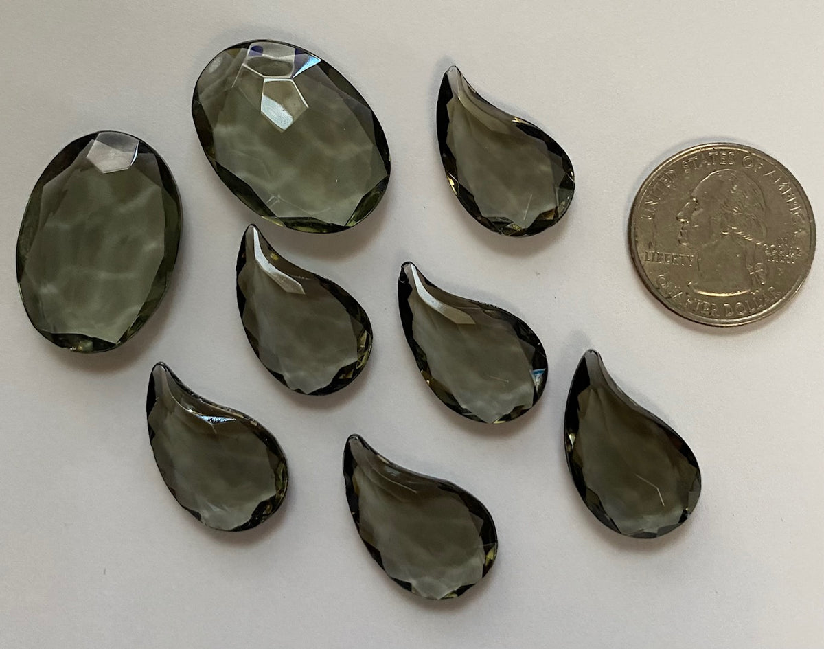 Vintage (8) Black Diamond Double Faceted Glass Jewels Assortment – Love ...