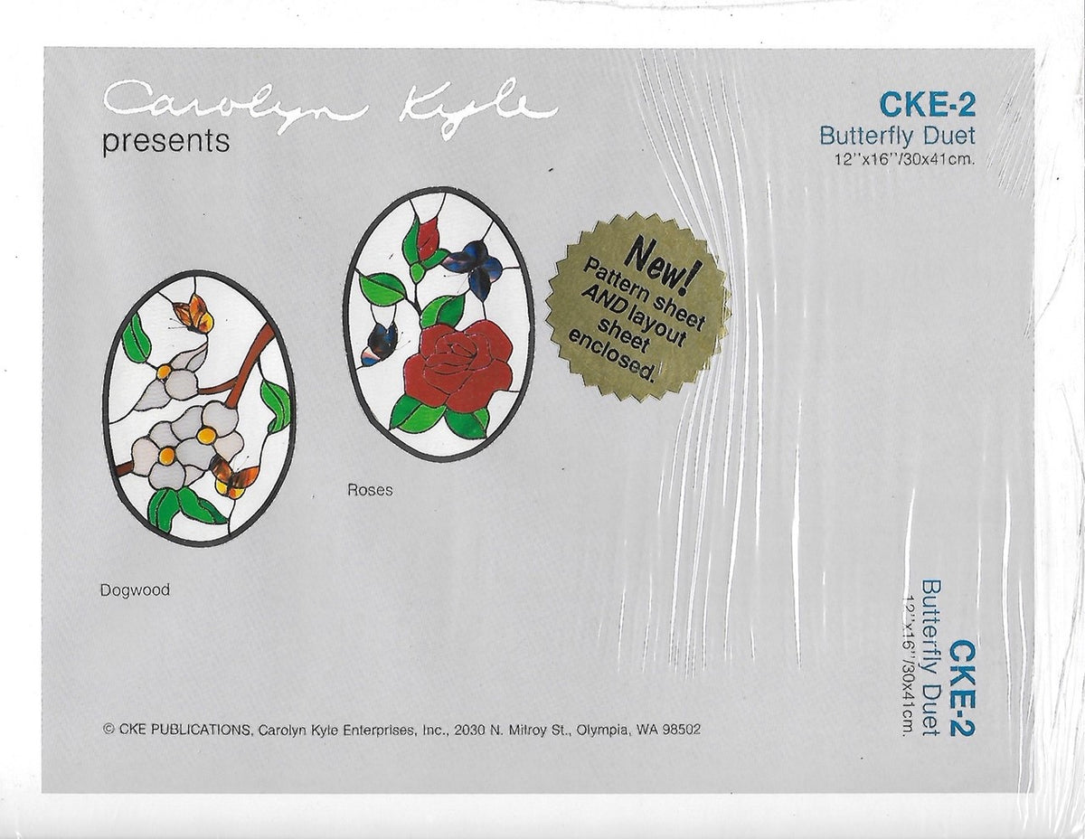 Vintage 1985 CKE-2 Butterfly Duet Stained Glass Pattern Full size patt ...