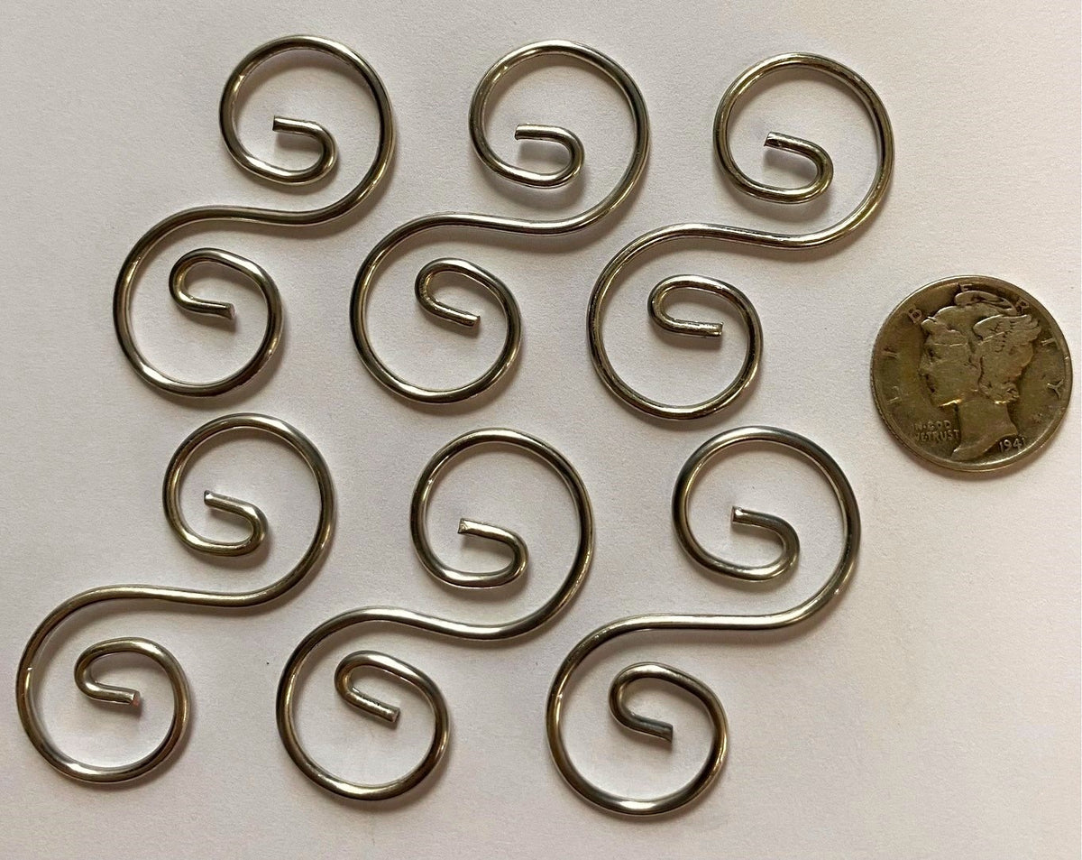 Tinned Wire Curly Q's (Set of 6) for Stained Glass - Five sizes availa ...