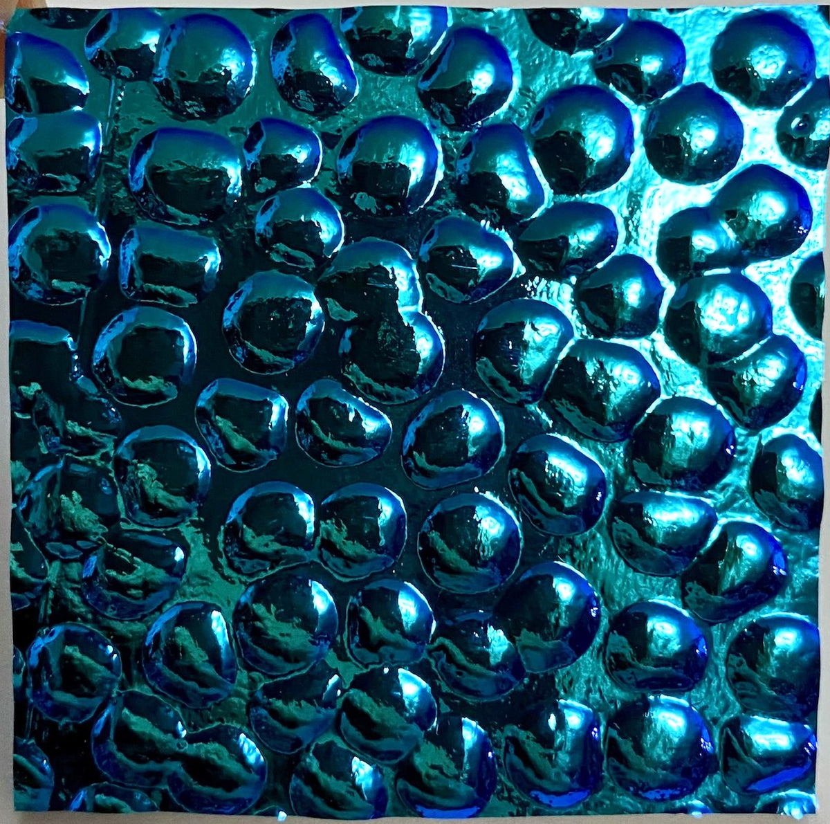 Thin Black CBS Pink Teal Hammered 90 COE Dichroic Glass - 5 sizes avai ...