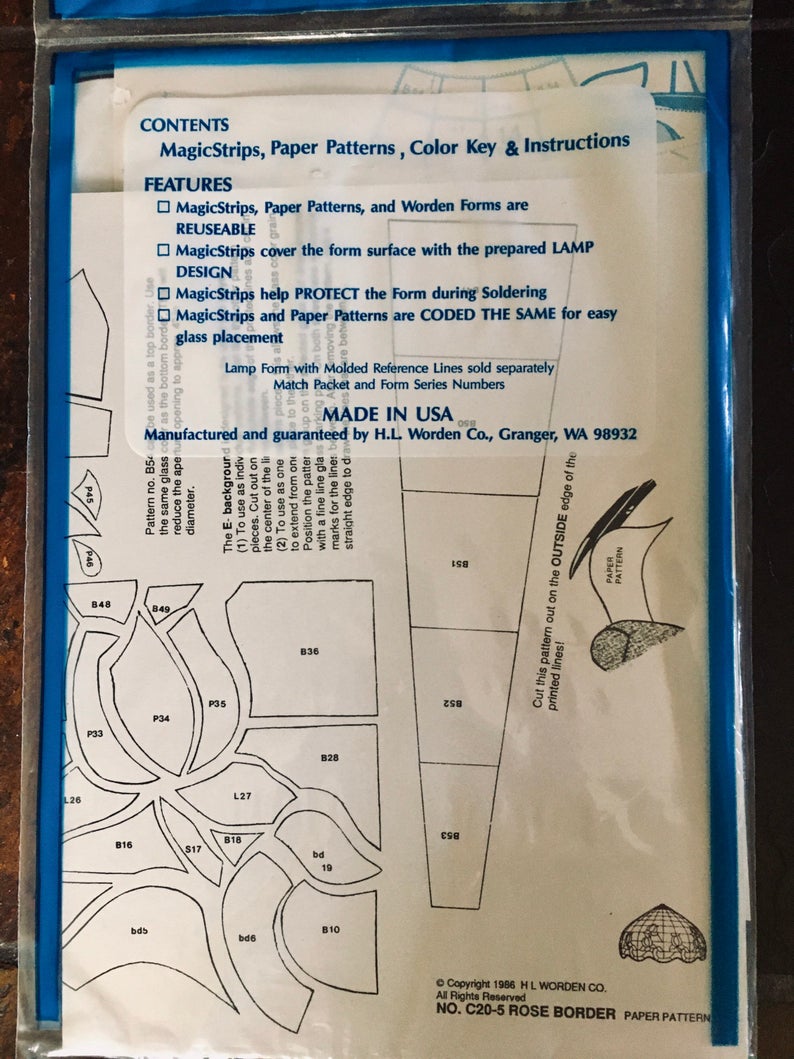 Worden Lampshade Pattern Packet - Tiffany Style Lamp Crafting - NIP ...